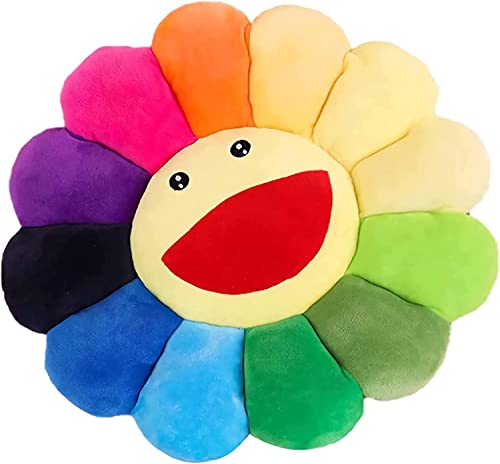 dylmzam 16.5 inch / 42 cm Sunflower Pillow, Soft and Comfortable Sunflower Smiley Cushion, Floral Plush Pillow, Colorful Sunflower Plush Toys Home Bedroom Store Restaurant Decoration