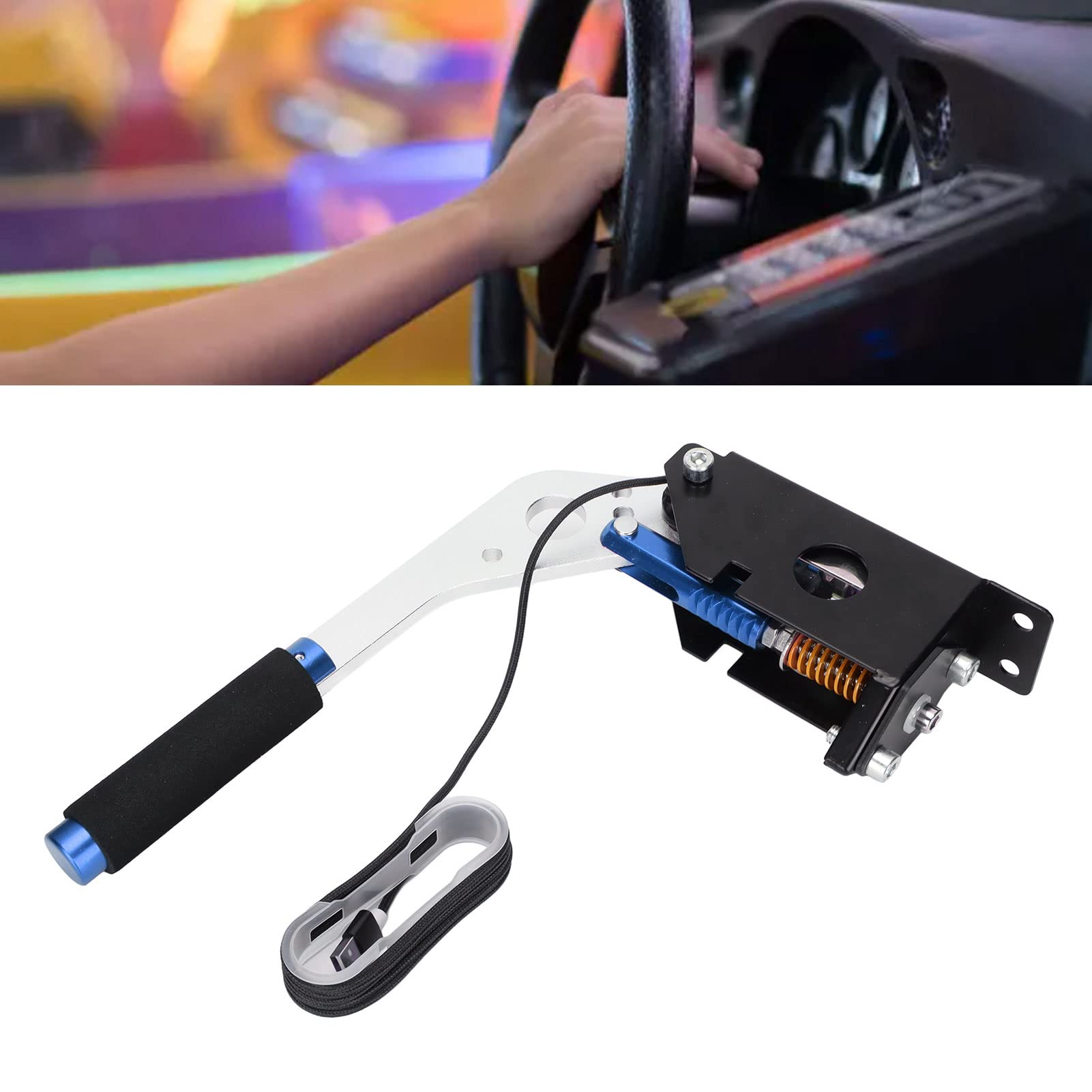 USB Handbrake, USB PC Game Handbrake Adjustable Game Handbrake, for SIM Racing Games, Support for G27 G25 G29 T500 T300(Blue)