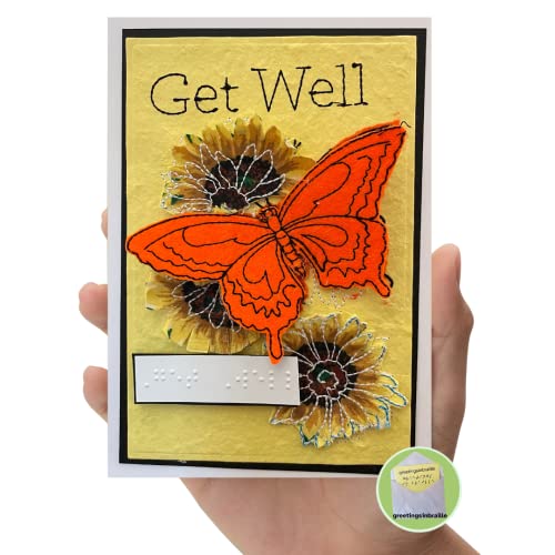 greetingsinbraille | Handmade Handcrafted for Blind People & Visually Impaired Gift | Get Well (3D Applique, Stitched)