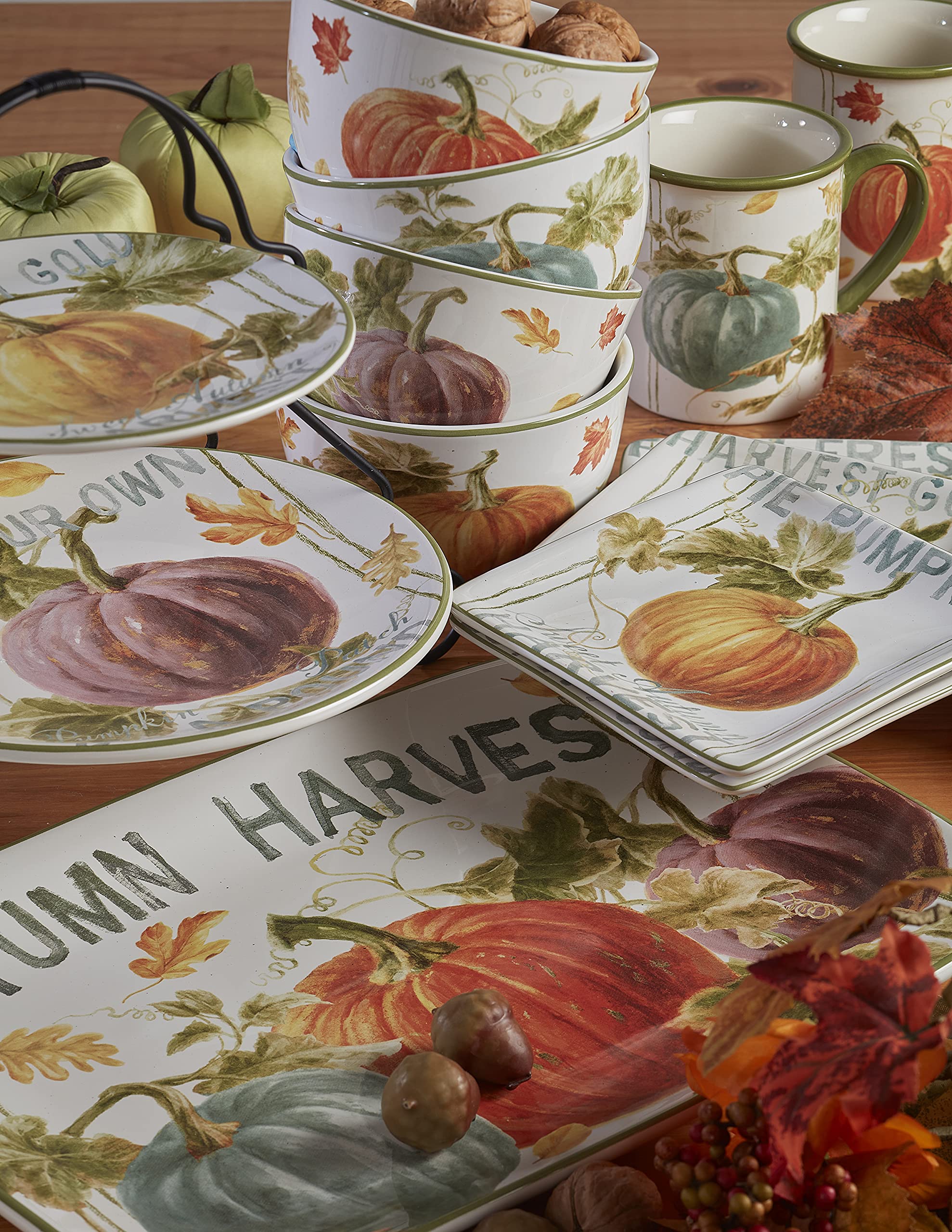 Certified International Harvest Autumn Havest 9" Soup/Cereal Bowls, Set of 4, Multicolor