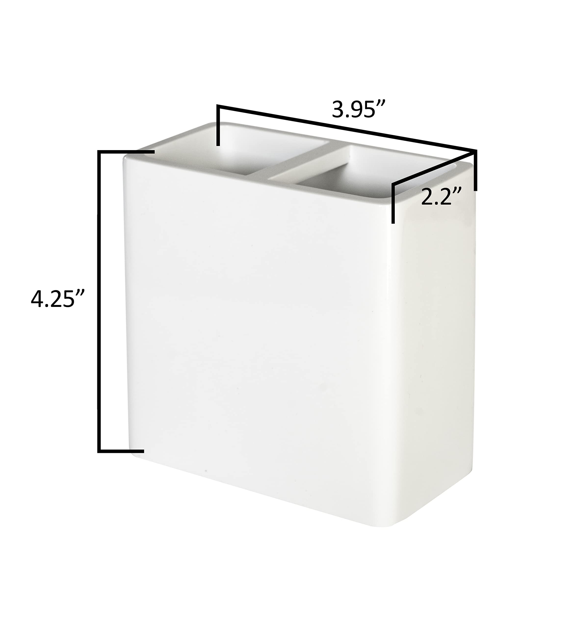 bUnusual Resin White High Gloss Toothbrush Holder - Multifunctional Toothbrush Organizer for Toothbrush, Toothpaste, Floss, or Razor - Heavy Duty Hand Poured