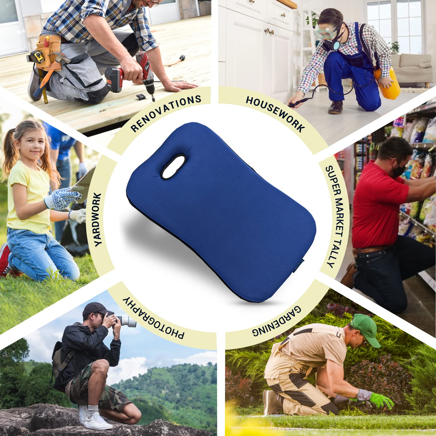 CHARGUY Extra Thick Knee Pad, Garden Kneeling Pad Gardening Yoga Baby Bath Exercise Flooring Cleaning Kneeler, High-Density Foam Cushion Support Knee Mat