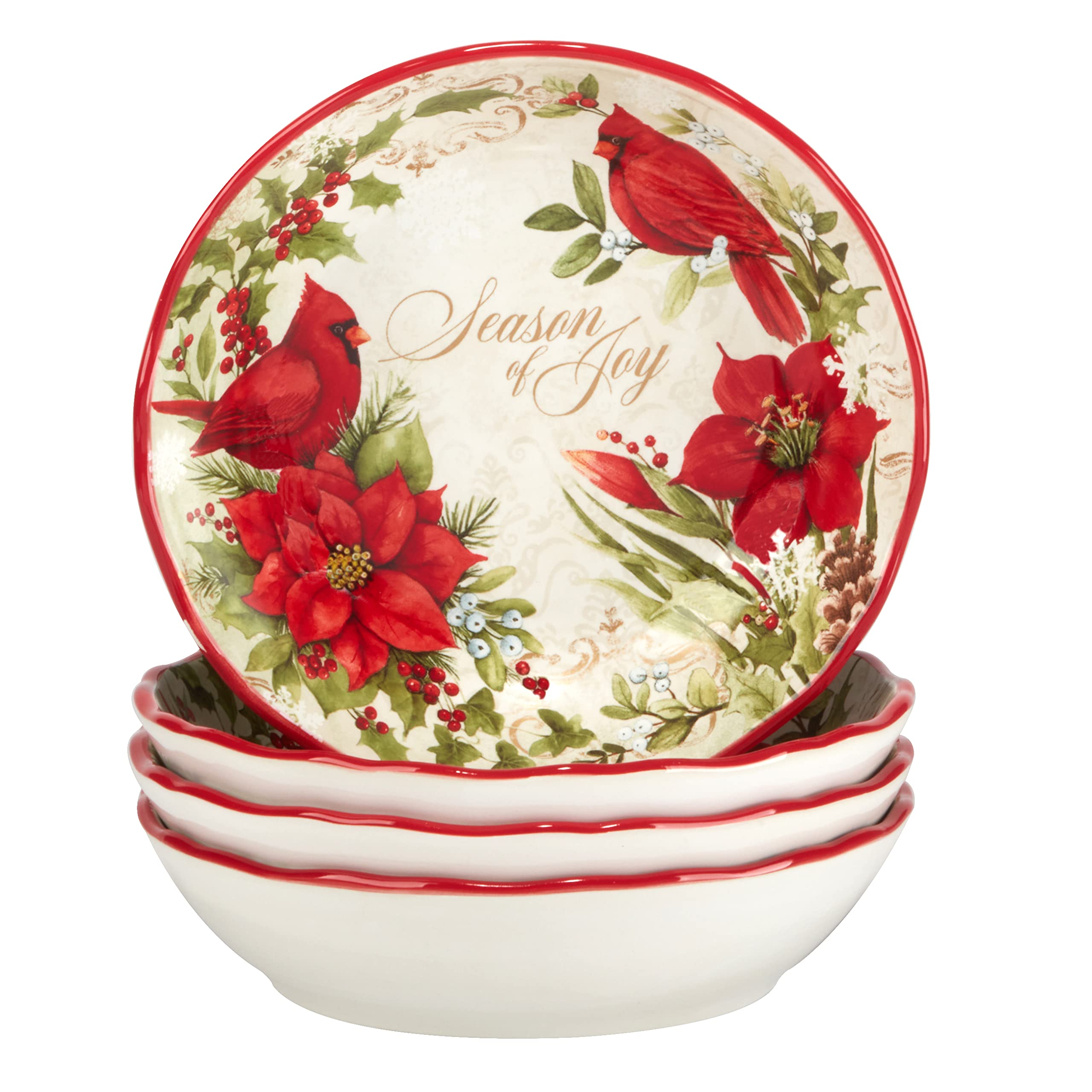Certified International Winter's Medley 8" Soup/Cereal Bowls, Set of 4