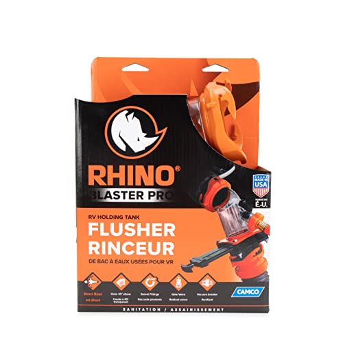 Camco Rhino Blaster RV Tank Rinser with Gate Valve & Backflow Preventer β Camco RV Accessories for Waste Tank Cleaning - Essential Camper Supplies for Odor Control and Sensor Maintenance - (39086)