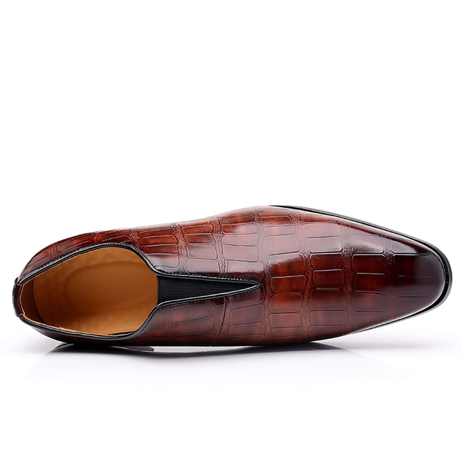 Classical Style Shoes for Men Slip On PU Leather Low Rubber Sole Block Heel Work Loafer Leather Shoes Men Brown