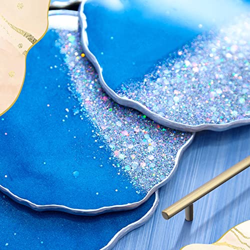 Gejoy Large Resin Tray Molds Silicone Tray Mold with 10 Pcs Metal Gold Handles Irregular Tray Molds for Epoxy Resin Casting DIY Crafts Supply Making Faux Agate Tray Serving Board Home Decor Ideal Gift