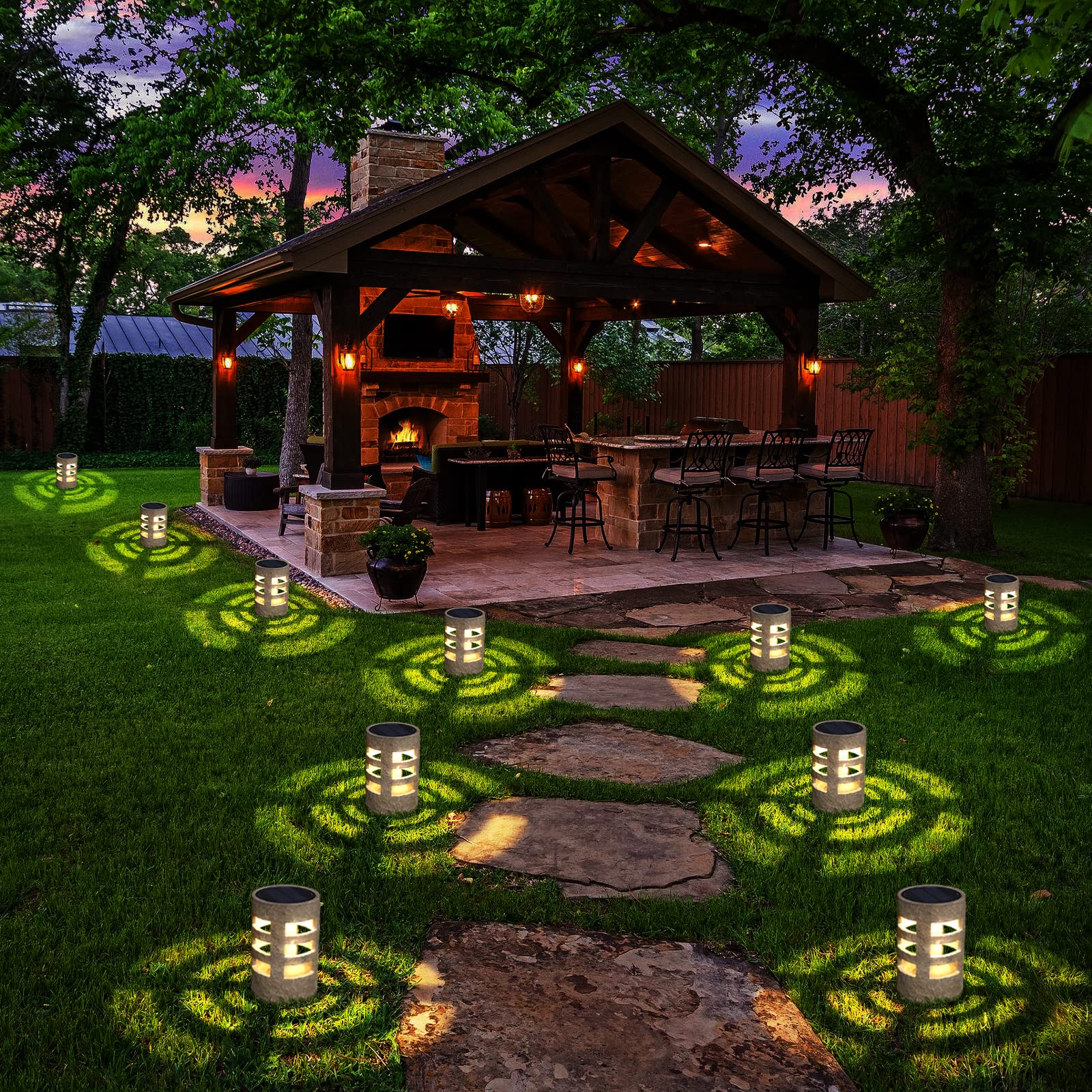 Solar Lights Outdoor Decorative (4pack), Auto-Work Stone Solar Garden Lights, Solar Yard Lights, Solar Pathway Lights, Outdoor Solar Rock Lights Waterproof for Garden Yard Decor Walkway Sidewalk