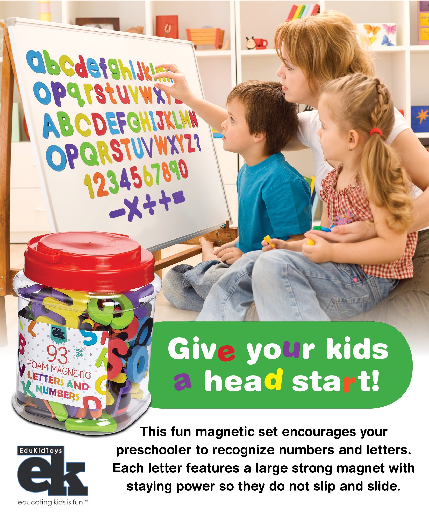 Magnetic Foam Letters and Numbers Premium Quality ABC, 93 Foam Alphabet Magnets | Educational Toy for Preschool Learning, Spelling, Counting in Canister