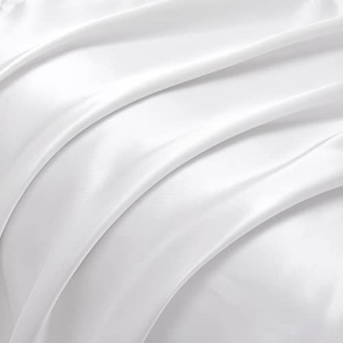 HommxJF White Satin Pillowcase Standard Set of 2 with Envelope Closure，White Silk Pillowcase for Hair and Skin (20x26)