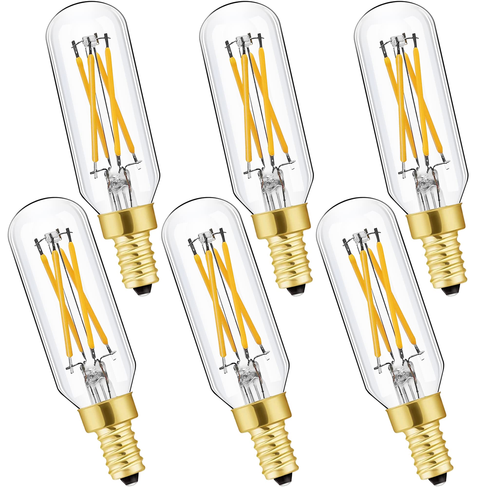 Dimmable T6 LED Bulbs, 4W E12 Edison Light Bulbs Soft White 3000K,500lm, 40W Candelabra Incandescent Bulbs Equivalent Vintage LED Filament Edison Candle Bulb with Decorative, 6Pack.