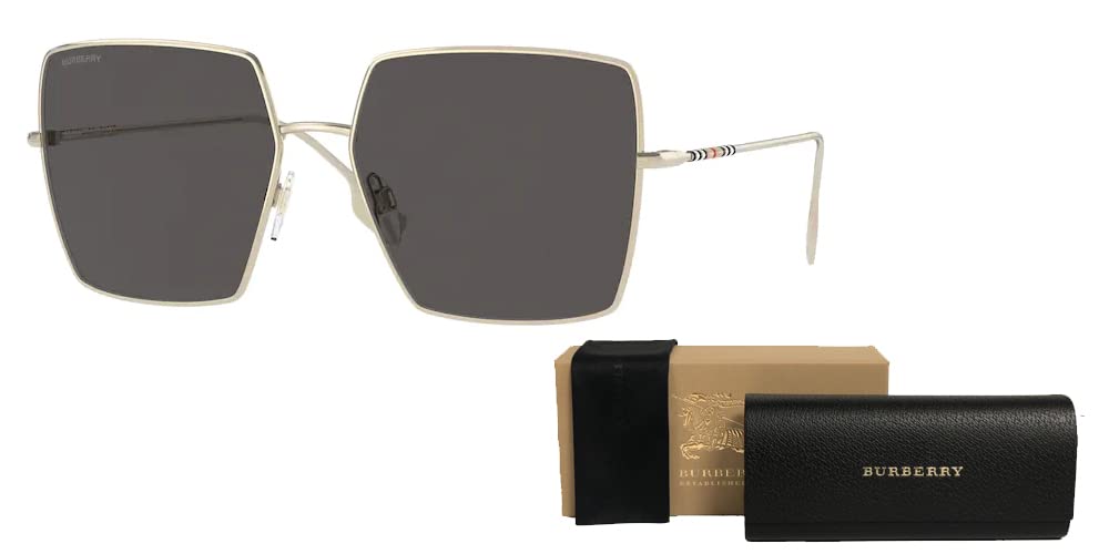 BURBERRY Daphne BE3133 110987 58MM Light Gold/Dark Grey Square Sunglasses for Women + BUNDLE With Designer iWear Eyewear Kit