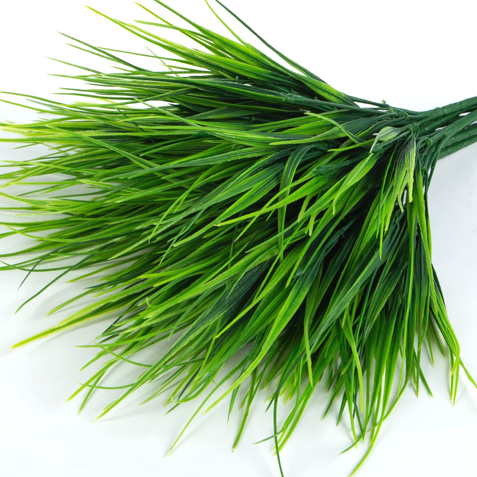 Ouddy Decor Artificial Wheat Grass Fake Plants Outdoor UV Resistant Greenery Stems Plastic Shrubs for Patio Garden Farmhouse Front Porch Window Box Home Decor, 10 Bundles