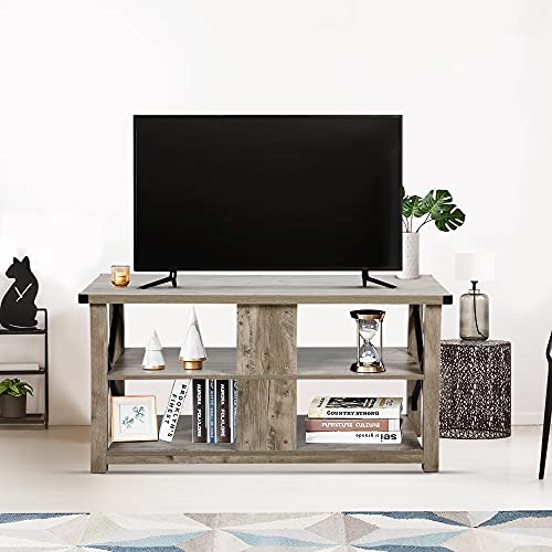 JAXPETY 47" Rustic TV Stand Wood Sofa Table Industrial Entertainment Center 3-Tier TV Console for Living Room, Bedroom, Entryway/Hallway, Gray