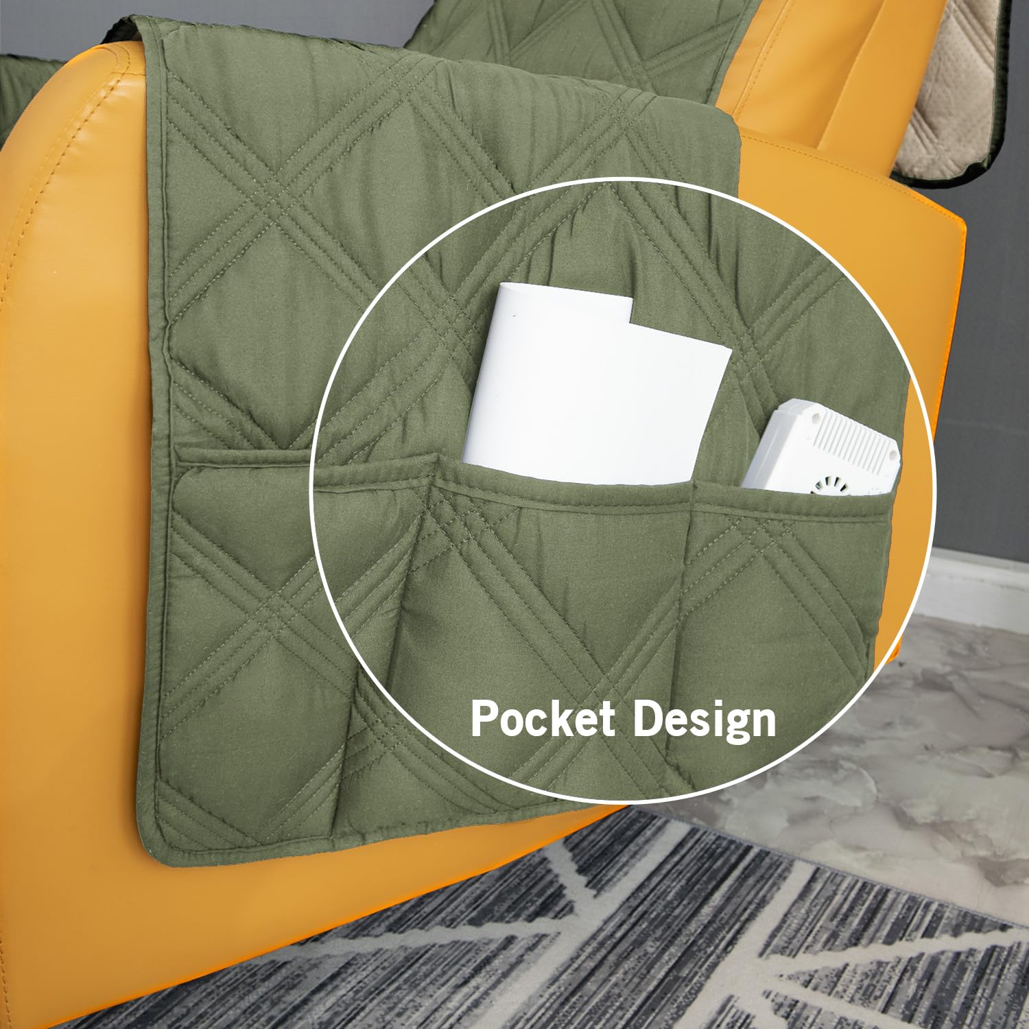 CHHKON Recliner Chair Covers Waterproof with Anti-Skip Furniture Protector Sofa Slipcover for Children, Sofa Covers for Dogs (Green, 23'')
