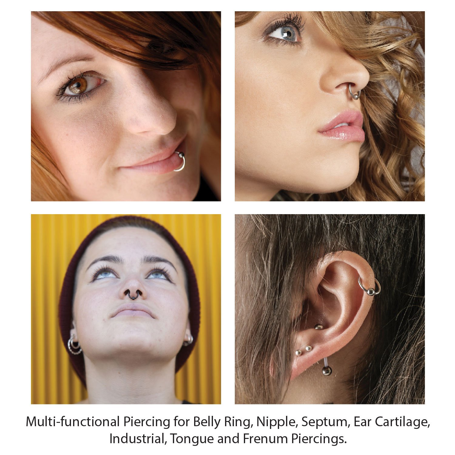 BodyJ4You 2PC Ball Closure Ring Stainless Steel 10G BCR 12mm Nipple Ear Lobe Conch Body Piercing Jewelry