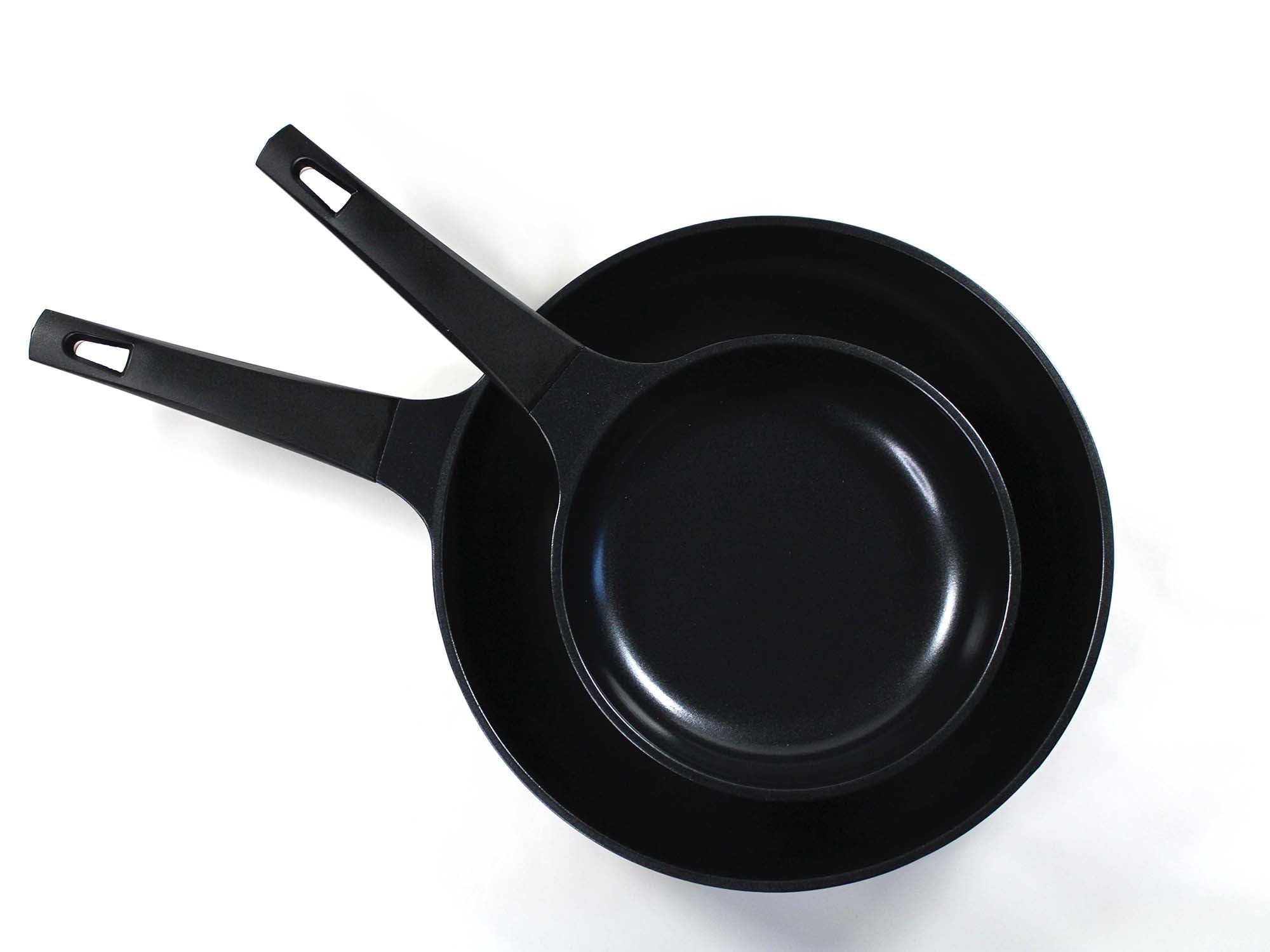 Evaco/Cast 2-PIECE SET CERAMIC, 8"" FRYING PAN + 12"" FRYING PAN, Black, ES2030