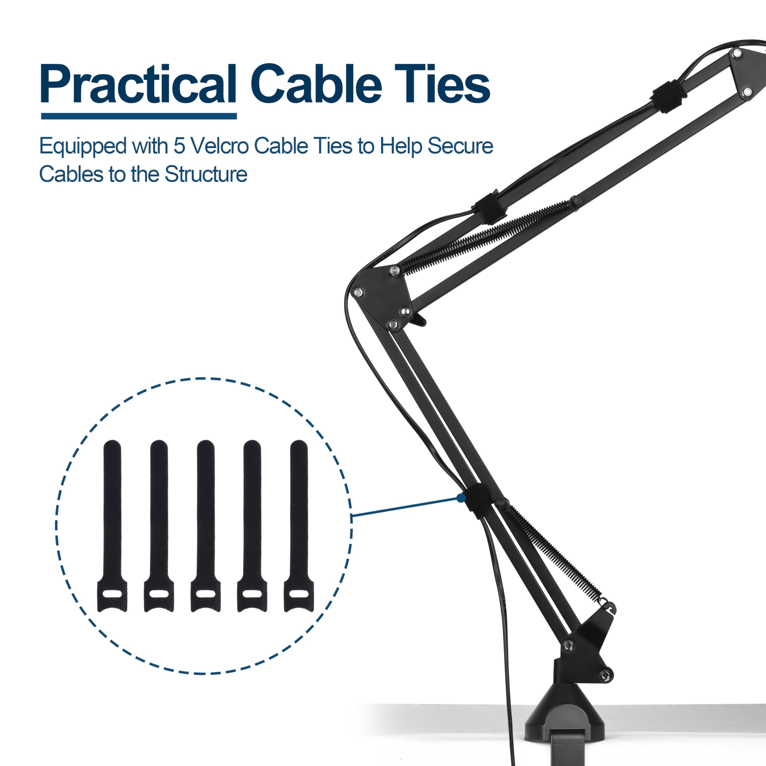 OUKMIC Microphone Arm Stand, Mic Scissor Arm Adjustable Suspension Boom with Mic Clip and 5 Velcro Cable Ties, Heavy Duty Stand for Blue Yeti Nano Snowball Ice, Recording Gaming Streaming Karaoke