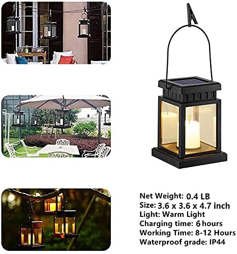 Solar Retro Hanging Lantern Outdoor Waterproof Decorative Chandelier with Fairy Lights for Garden, Terrace, Lawn, Umbrella, Terrace, Tree, Road (Warm White, 4 Pack)