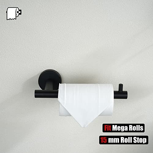 JQK Bathroom Hardware Set, 5-Piece Bath Accessories Set Matte Black Wall Mount Includes 24 in Towel Bar, 9 in HT Bar, TP Holder, Towel Hook x 2, BAS105-PB