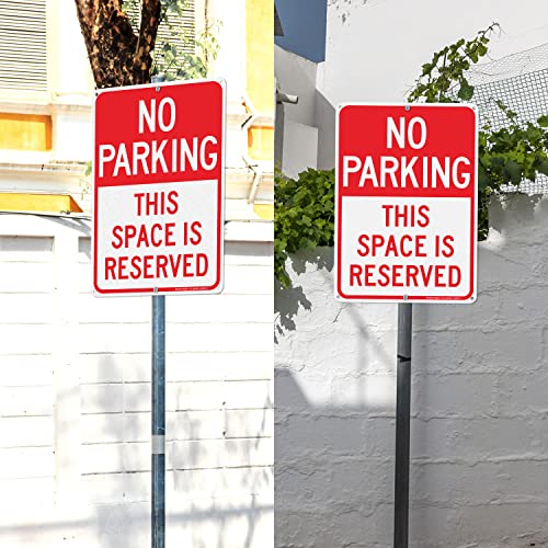 Faittoo No Parking This Space Is Reserved Sign, 2-Pack 14 x 10 Inch Reflective Aluminum Sign, UV Protected and Weatherproof, Durable Ink, Easy to Install and Read, Indoor/ Outdoors Use
