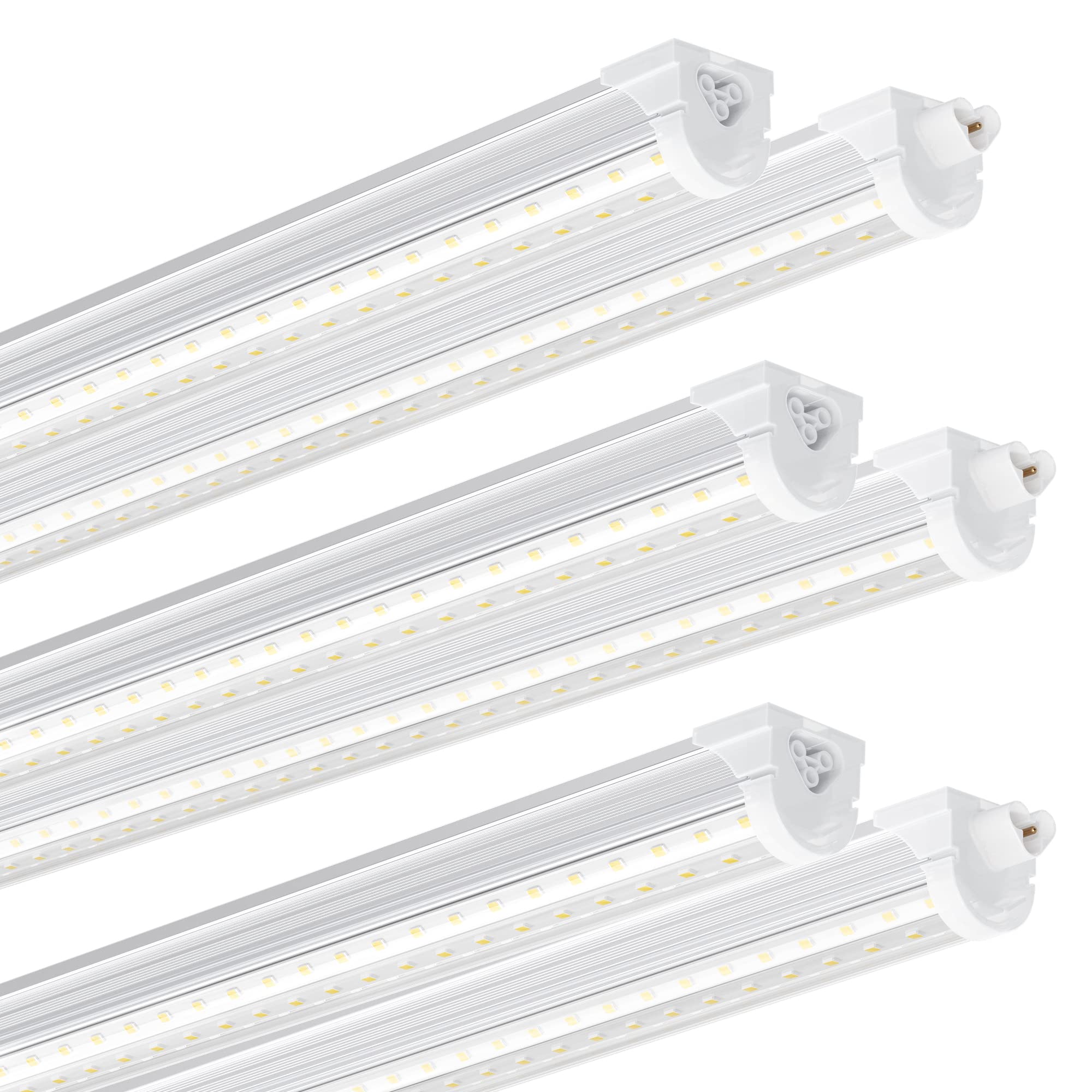 Ensenior 6 Pack 4 FT Led Shop Lights, 6000K Clear White, 5000LM Super Bright, 36W Equivalency 468W, Commercial Bay Lighting, U-Shaped Linkable Shop Lights Plug in for Garage, Workshop, FCC Certified