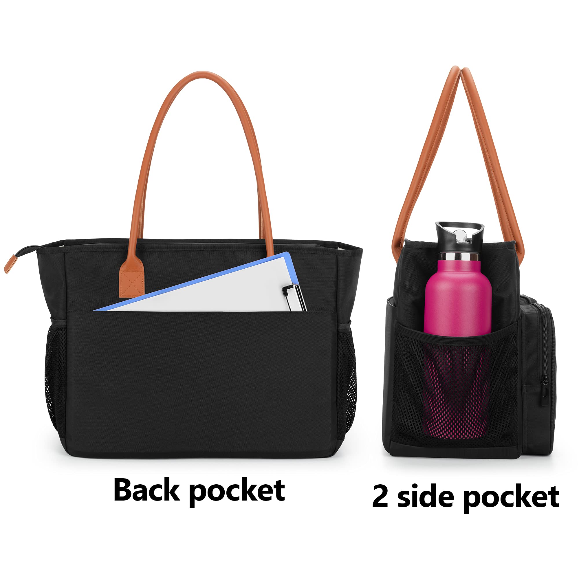 CURMIO Nurse Tote Bag, Portable Medical Bag with Padded Laptop Sleeve for Nursing Work, Home Visits, Health Service, Black (Bag Only)