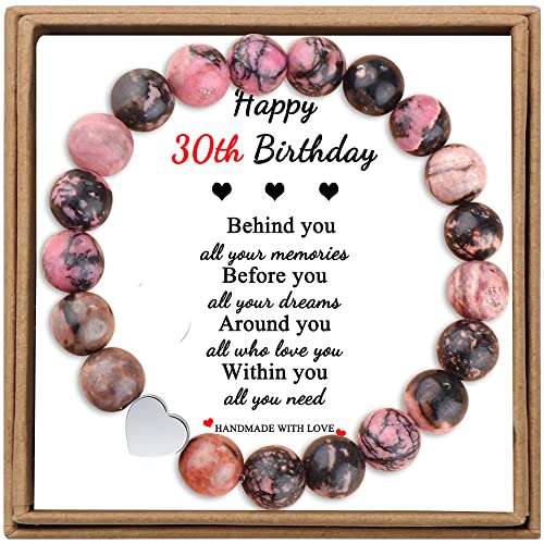 Gifts for 30 Year Old Women 30th Birthday Gifts for Her 30 Years Old Birthday Beaded Bracelets for 30 Year Old Women Gift Ideas 30th Bday Jewelry Gifts for Best Friend Healing Crystal Bracelet