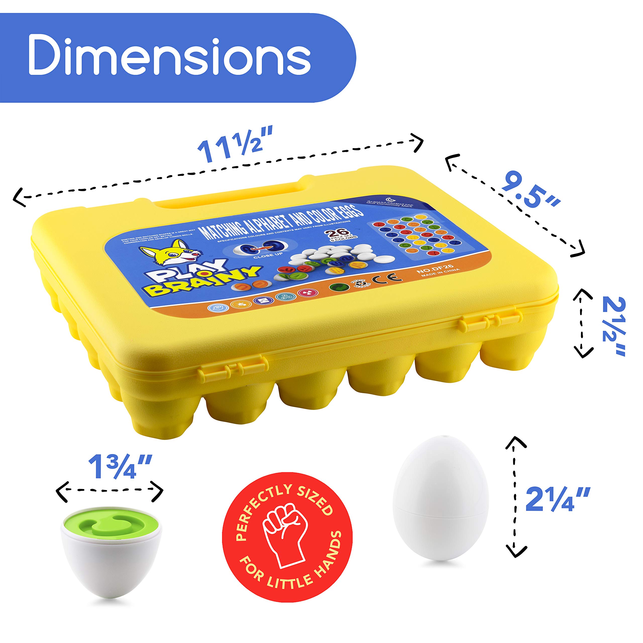 Play Brainy Montessori Alphabet Matching Eggs, 26 Pc. ABC Letter Set, Educational Early Learning Toys and Shape Recognition Sorter Puzzle for Toddlers and Preschool Students, Easter Gift