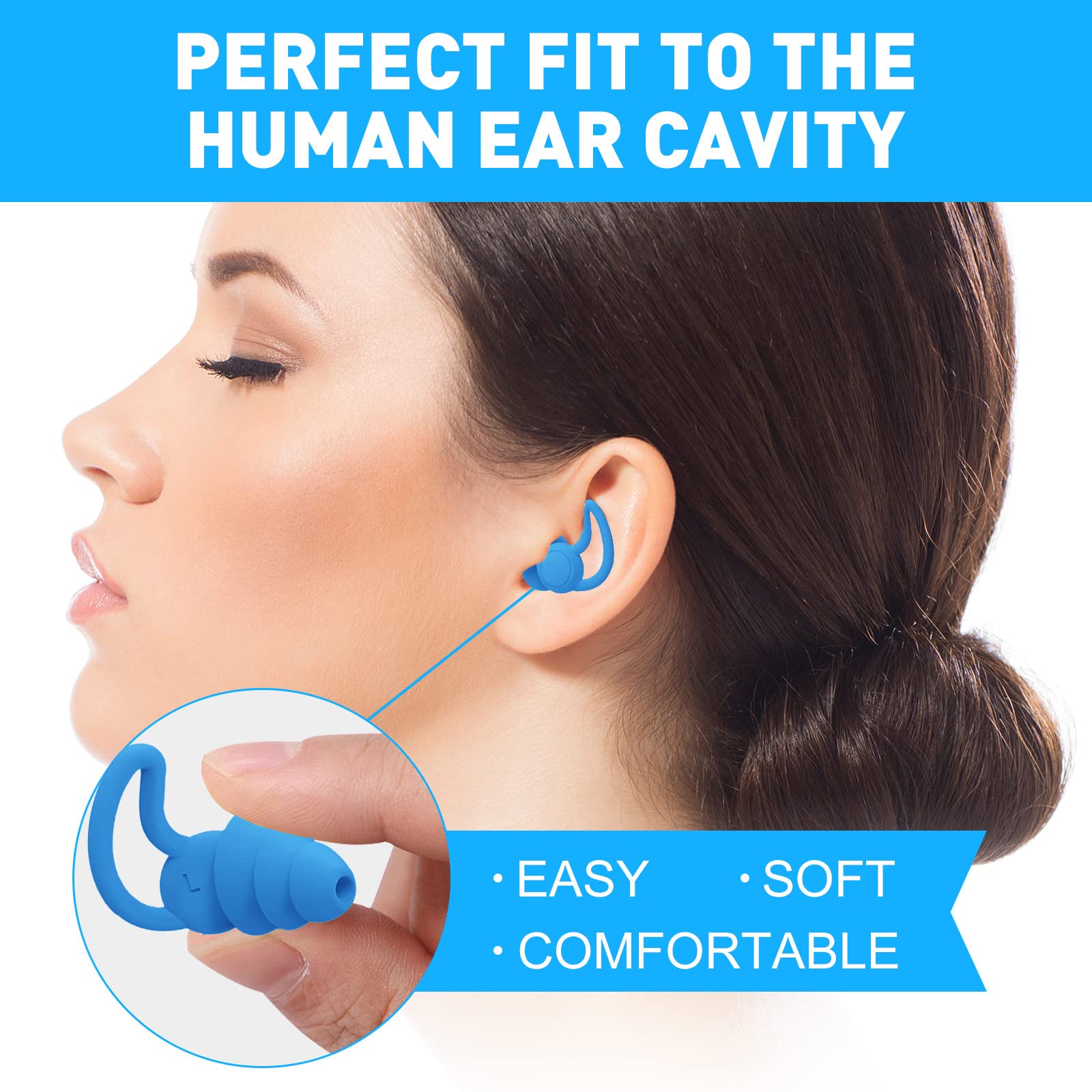 Ear Plugs for Sleeping Noise Cancelling,Noise Cancelling Ear Plugs, for Work, Travel, and All Loud Events,Blue