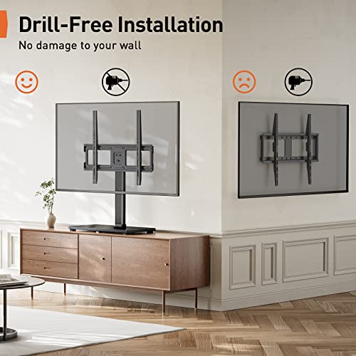 Perlegear Tabletop TV Stand, Universal TV Stand for 23β55 Inch LCD/LED/OLED TVs, Height-Adjustable with Tempered Glass Base & Cable Management, Holds up to 77 lbs, VESA 400x400mm, PGTVS02