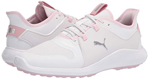 PUMA Women's Ignite Fasten8 Golf Shoe, White Silver-Pink Lady, 7.5