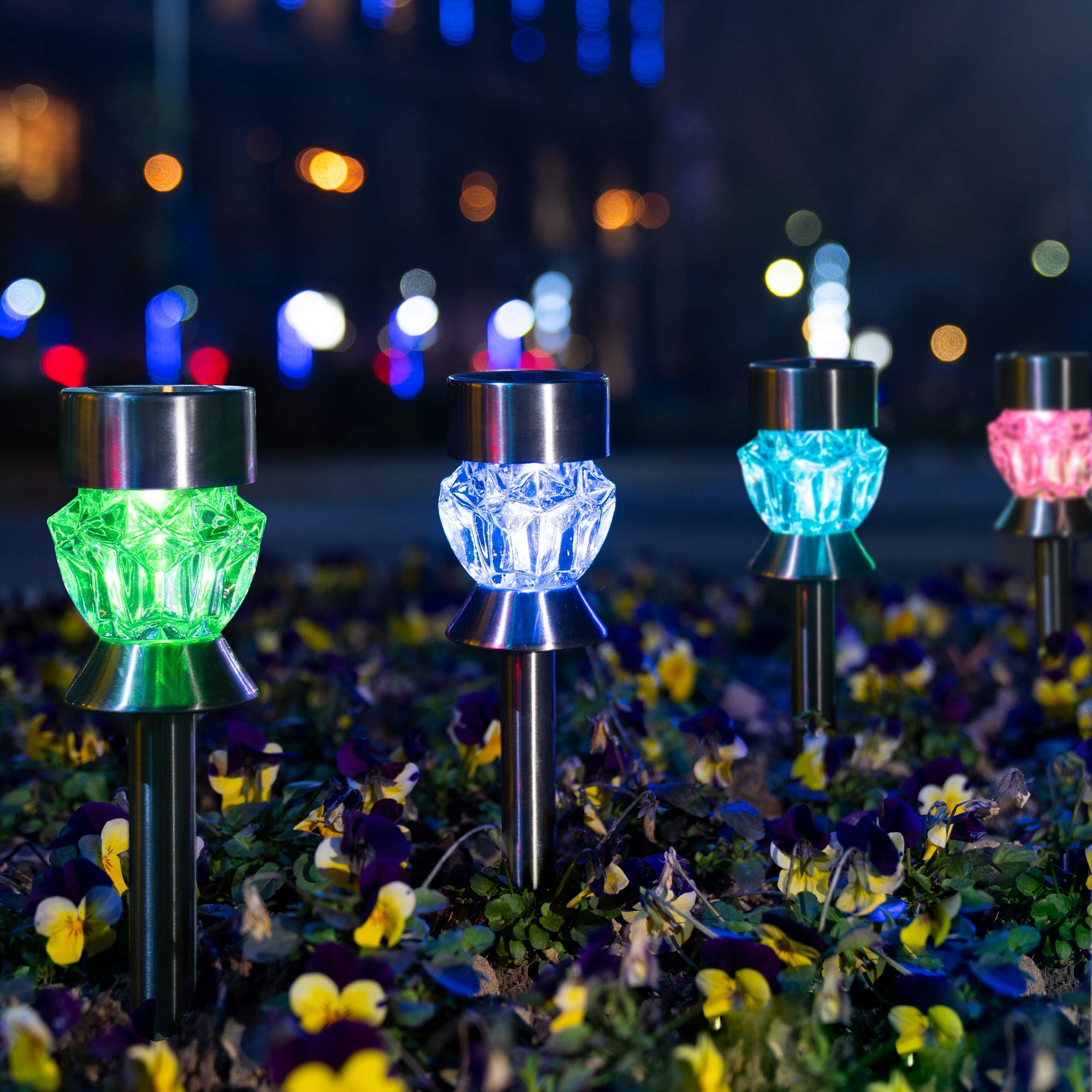 SOLPEX 14 Pack Solar Pathway Lights,Solar Pathway Lights Outdoor, Solar Powered Garden Lights,Diamond-Like Waterproof Solar Walkway Lights for Lawn, Patio, Yard, Garden, Pathway, Walkway and Driveway