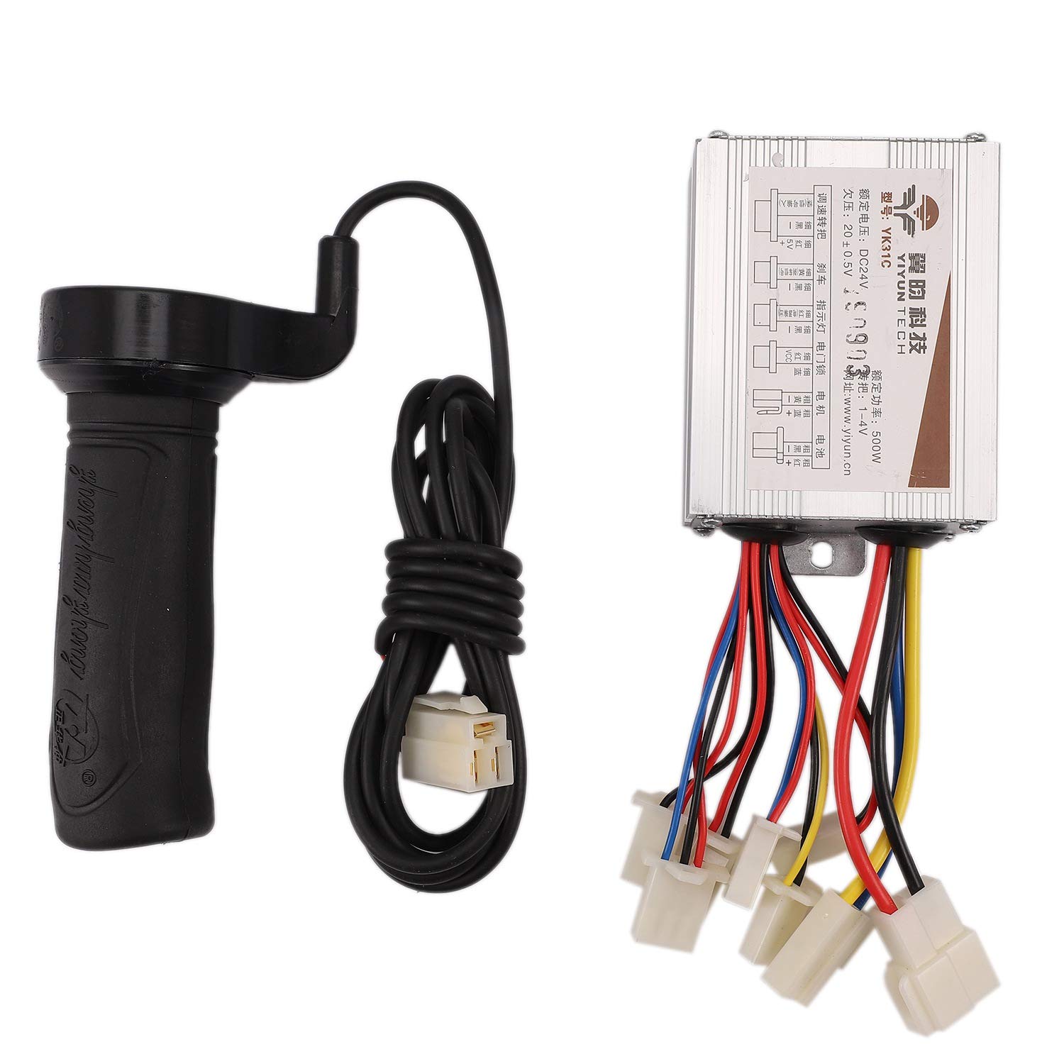 Cusstally 24V 500W DC Electric Bike Motor Brushed Controller Box with Brush Controller Long Turn Handlebar for Electric Bicycle Scooter E-Bike Accessory