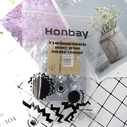 HONBAY 12PCS Mirror Disco Ball Tree Ornament Decoration with Fastening Strap for Home and Party (1.1 Inch)