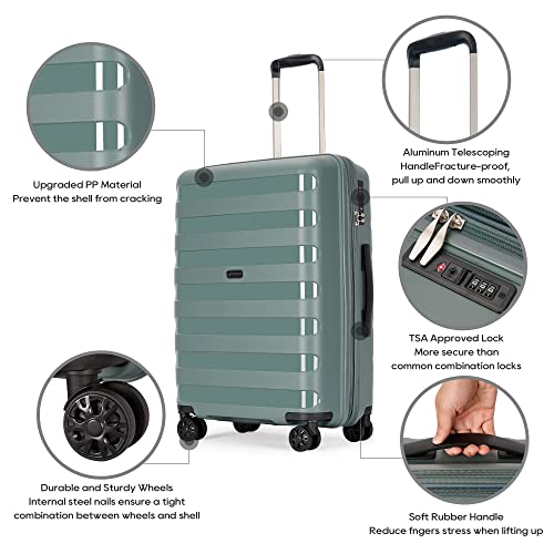GinzaTravel 3-piece sets luggage with scratch-resistant PP material, expandable(all 20 24 28 Super light, large-capacity double seal suitcase