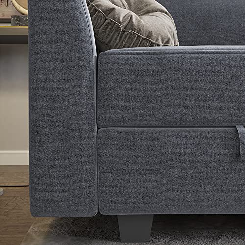 HONBAY Modular Sectional Sofa with Reversible Chaises Sofa with Ottoman U Shaped Sectional Couch for Living Room, Bluish Grey