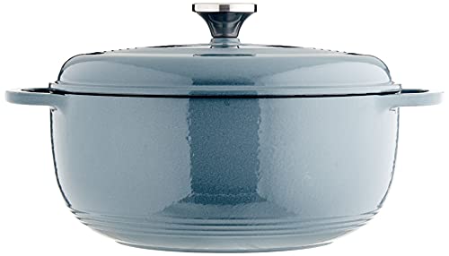 Lodge EC6D34 Enameled Dutch Oven, 6 Qt, Storm Blue & Enameled Cast Iron and Stoneware Care Kit, 12 oz