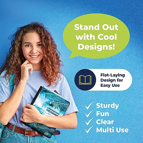 E-CLIPS USA Composition Notebook Wide Ruled, Aesthetic Composition Notebook, Hard Cover, Jean Print Preppy Composition Notebook, 100 sheets 200 Pages (3 Pack)