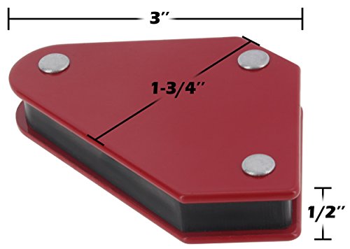 Drixet Red Painted Triangle Shape Heavy Duty Steel Magnetic Welding Setup Holders for Multiple Angles – Compact Design, 10 lbs. Capacity (4-Pack)