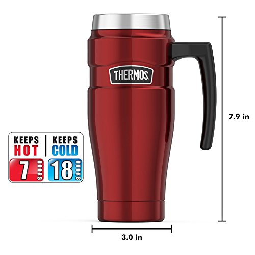 THERMOS Stainless King Vacuum-Insulated Travel Mug, 16 Ounce, Cranberry