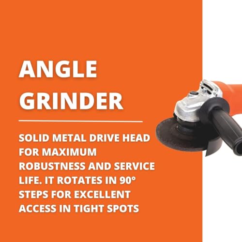 Fein Handy Compact Angle Grinder Tool with 5-8/11" Mounting Thread and 4-1/2" Grinding Wheel - Metal/Plastic, 820 W, 12,500 RPM - WSG 7-115 PT/72223160120