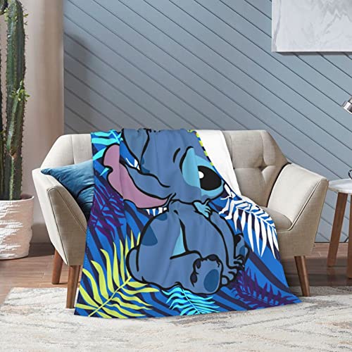 Genefy Stitch Flannel Blanket Soft Throw Luxury Warm Blanket Fits for Couch Sofa Bedroom Living Room 50''X40''