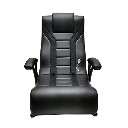 X Rocker Jynx Floor Gaming Chair, Headrest Mounted Speakers, 2.1 Bluetooth Audio System, Wireless, Recliner with Padded Armrest, 5111601, 37.01" x 22.83" x 34.65", Black