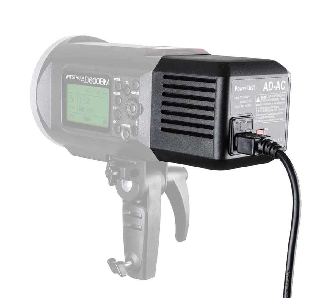 EACHSHOT Godox AD-AC 100?240V Power Source Adapter with 16.4'/5m Cable, for Godox AD600 AD600B AD600M AD600BM for Flashpoint XPLOR 600 Flash Strobe Lights