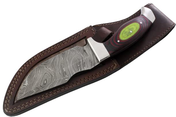 Custom handmade Damascus steel fixed blade hunting knife. PPI-16