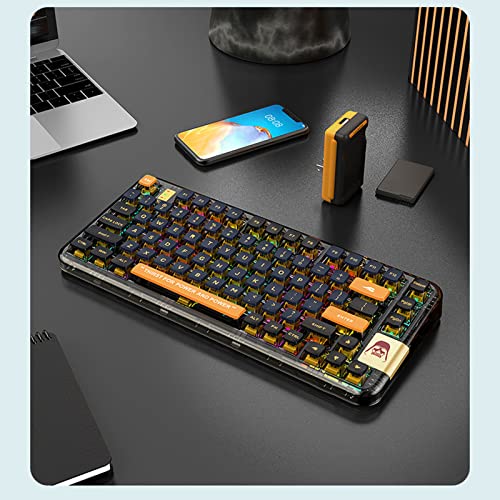 Dilwe Mechanical Keyboard,Wireless Keyboard, 80 Keys RGB Backlit Gaming Keyboard,Computer Keyboard,Triple Modes Gasket Structure,Gaming Keyboard for Study Work Games (Black)