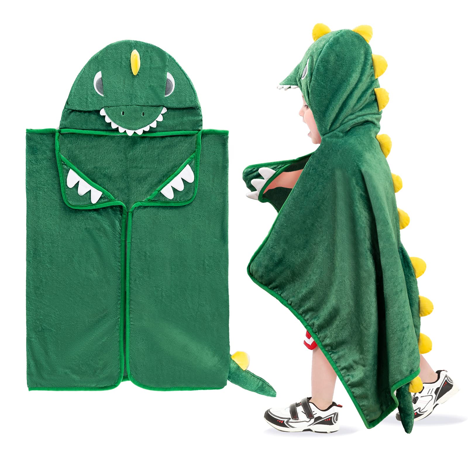 Dinosaur Blanket Super Soft Baby Throw Blanket, Double Layer Baby Hooded Towel with Dotted Backing for Baby Infant Toddler