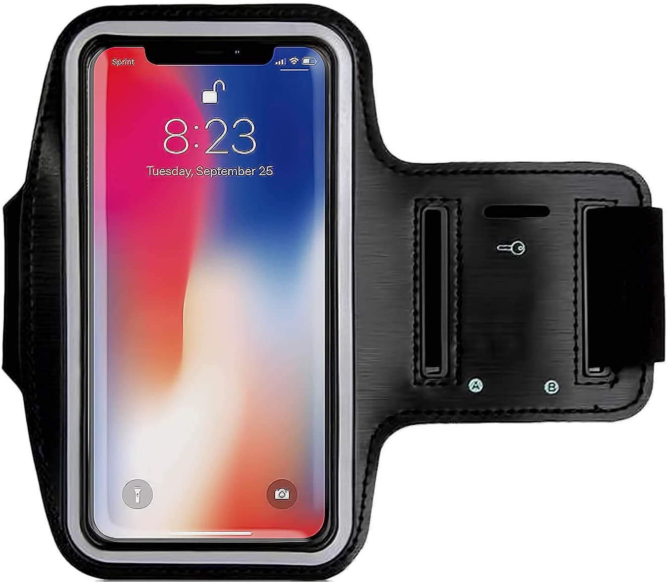 CaseHQ Water Resistant Cell Phone Armband Case Compatible Phone iPhone 11, 11 Pro, 11 Pro Max, X, Xs, Xs Max, Xr, 8, 7, 6, Plus Galaxy S10, S9, S8, S7, Plus Sizes and More. Adjustable Band & Key Slot