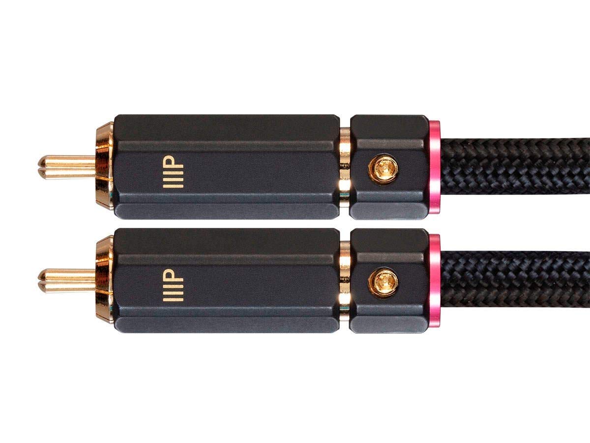 Monoprice 3.5mm to 2-Male RCA Adapter Cable - 15 Feet - Black, Gold Plated Connectors, Double Shielded with Copper Braiding - Onix Series
