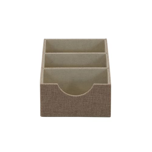 Household Essentials Brown 722-1 Deep 3 Section Drawer Organizer Box for Storage | 12 in x 6.13 in x 3.13